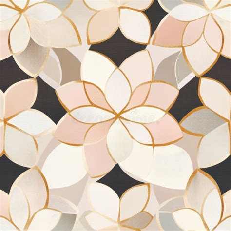 A Chic Floral Illustration With Minimalist Geometric Flowers In Clean Symmetrical Shapes The