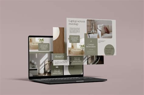 웹 사이트 디자인과 Uiux 프레젠테이션을 보여주는 노트북 화면 모 프리미엄 사진
