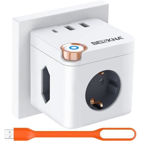 Multiprise Electrique Usb C 3680w Bloc Multiprises Murale 3 Prises 6en 1 Chargeur Secteur 3 Usb