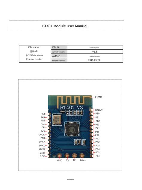 Bt401 Module Pdf Bluetooth Digital Audio