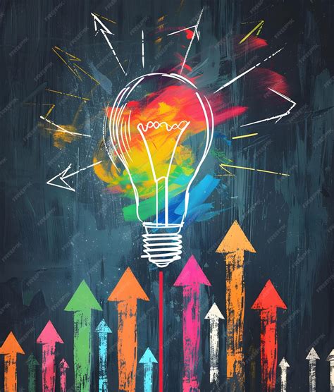 A Drawing Of A Light Bulb With Arrows And Arrows In The Background