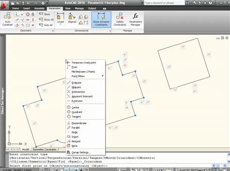 การใช้คำสั่งgeometric Constraints ในautocad2010 Graphic Cad Draiwng