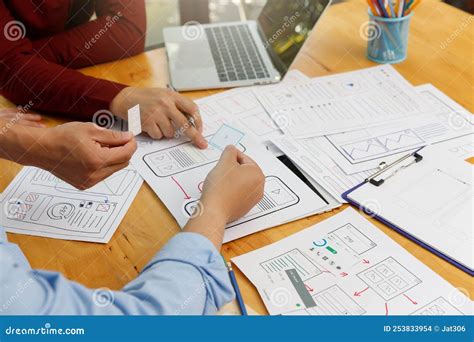 Ux Ui Concept Graphic Designers Work Together With Ux Ui Designer Planning Application Template
