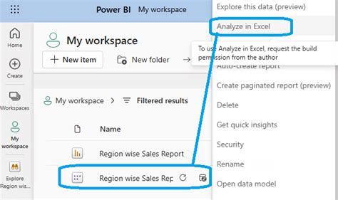 Power Bi How To Analyze Datasets In Excel From Power Bi Service Sql