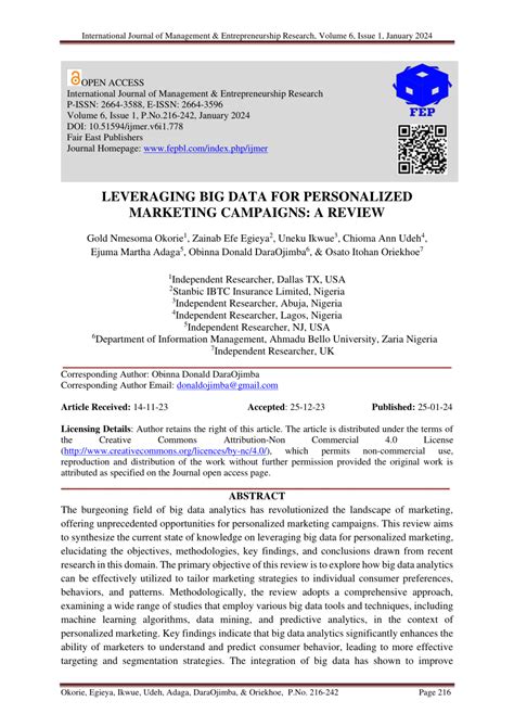 Pdf Leveraging Big Data For Personalized Marketing Campaigns A Review