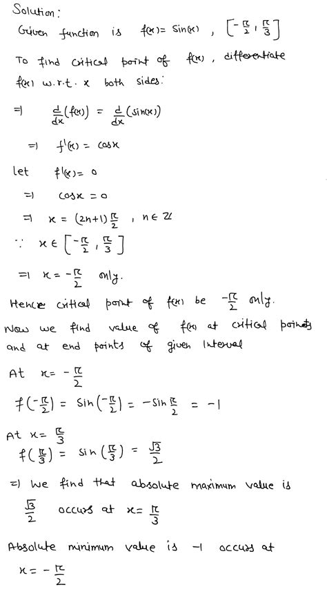 Solved Finding Absolute Max And Min Calculus Problem Value Point S Course Hero