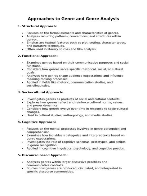 Approaches To Genre And Genre Analysis Pdf Genre Linguistics