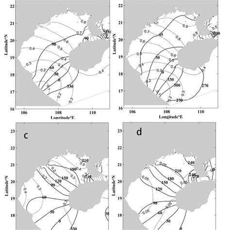 Model Produced Cotidal Charts For Constituent Of A K1 B O1 C M2 Download Scientific