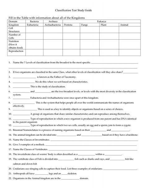 Classification Study Guiderevised