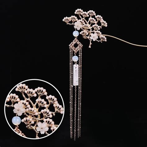 Japanese Cherry Blossom Pearl Tassel Kanzashi Hair Pin Artofit
