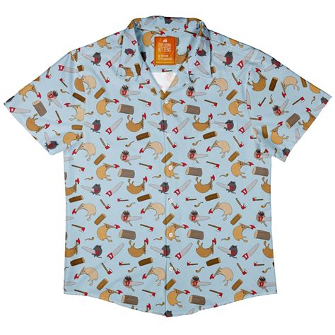 Exploding Kittens Lumber Cats Button Up Shirt Geek Tropical