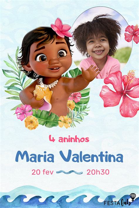 Criar Convite De Aniversário Convite Moana Entre As Ondas Festalab