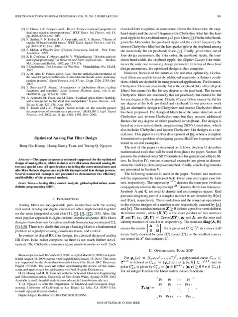 Pdf Optimized Analog Flat Filter Design