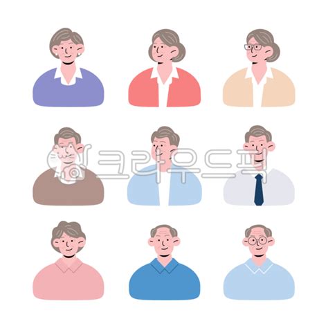 할머니 할아버지 노인 노년 성인 사진이미지일러스트캘리그라피 Ofu작가