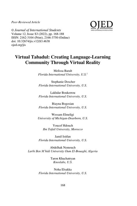 Pdf Virtual Tabadul Creating Language Learning Community Through