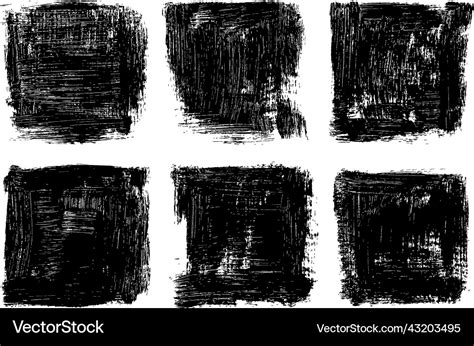 Black Rough Edge Squares Hand Drawn Collection Vector Image