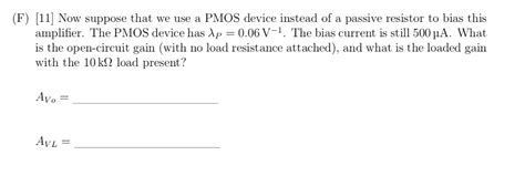 Solved F Now Suppose That We Use A PMOS Device Instead Chegg Com
