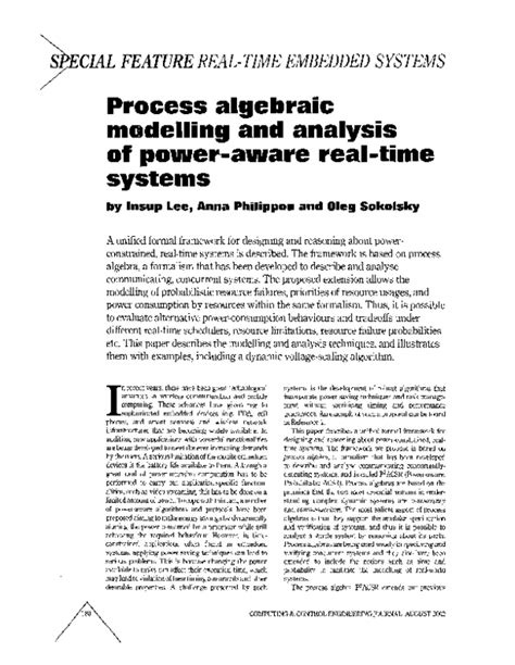 Pdf Process Algebraic Modelling And Analysis Of Power Aware Real Time Systems Anna Philippou