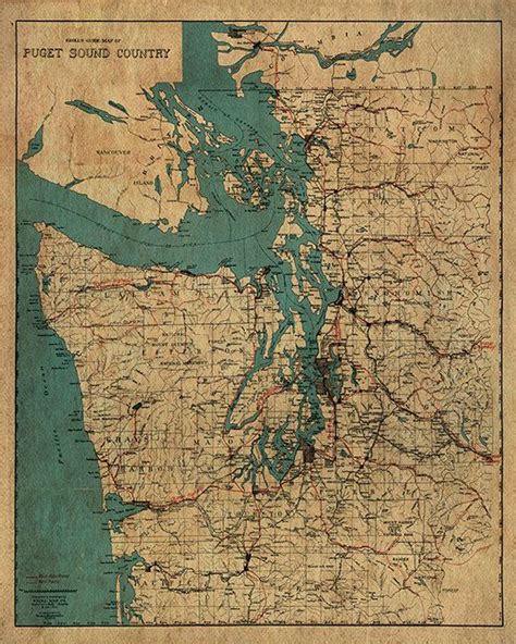 Map Of Puget Sound And Surroundings Washington Wt 1877 Etsy Antique World Map Puget Sound