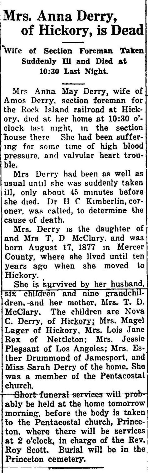 Anna M Mcclary Derry 1877 1934 Find A Grave Memorial