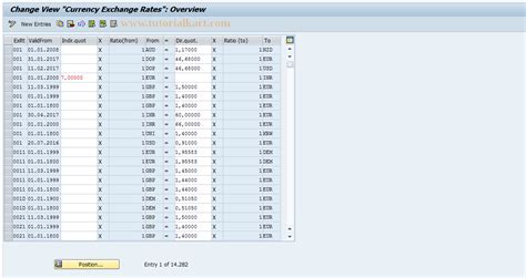 OC SAP Tcode Maintain Exchange Rates