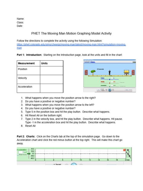 Phet The Moving Man Motion Graphing Model Activity Pdf