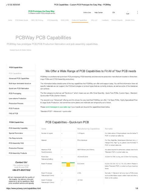 Pcb Capabilities Custom Pcb Prototype The Easy Way Pcbway Pdf