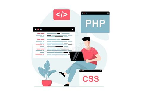 Software Development Concept With People Scene In Flat Design Stock