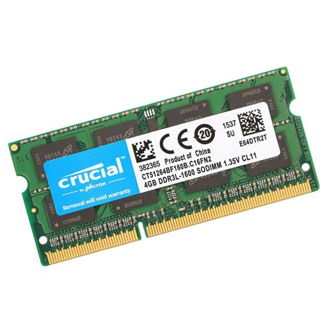 Crucial Ddr3 Ddr3l 135v 4gb 1600 Mhz Pc3 12800 Laptop Memory Ram