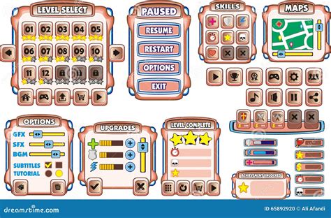 Game Gui 17 Stock Vector Illustration Of Graphical Signs 65892920