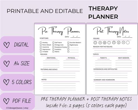Printable And Editable Therapy Planner Therapy Journal Therapy Notes