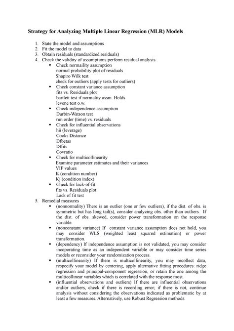 Strategy For Analyzing Mlr Models Strategy For Analyzing Multiple