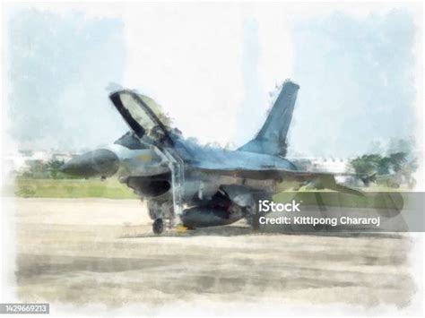 공중에 전시 된 비행기는 수채화 스타일 일러스트 인상파 그림을 보여줍니다 0명에 대한 스톡 벡터 아트 및 기타 이미지 0명