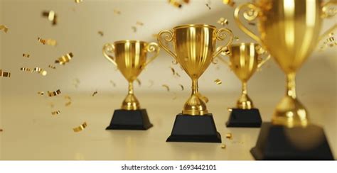 떨어지는 색종이 조각과 황금트로피 컵 금색 스톡 일러스트 1693442101 Shutterstock