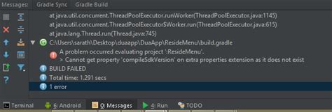 Android Error Cannot Get Property Compilesdkversion On Extra