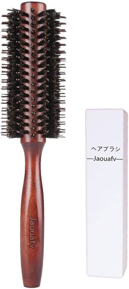 Amazon Jaouafv ロールブラシ ブローブラシ 豚毛 カールブラシ メンズ レディース ブロー用ヘアブラシ 天然毛ブラシ 静電気防止 天然木 直紋様 S Jaouafv