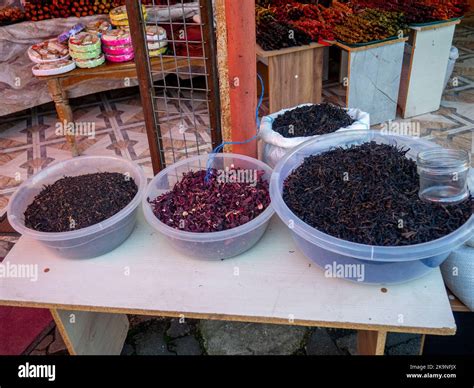 Bags With Different Types Of Tea On The Market Packing And Sale Of