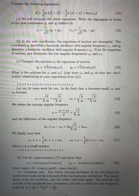 Solved Consider the following lagrangian c = m (8 + x) - 5* | Chegg.com