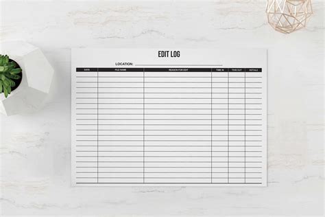 Editable Log Book File Edit Log Edit Form Printable Employee Forms