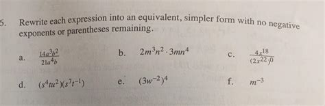 Solved Rewrite Each Expression Into An Equivalent Simpler
