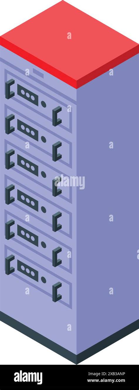Isometric Icon Of A Mainframe Server Tower Storing And Processing Big Data Stock Vector Image
