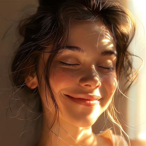 Premium Psd A Happy Girl With Her Eyes Closed And The Sun Shining On