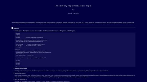 Panduan Optimasi Assembly 2004 Memicu Diskusi Arsitektur Cpu Modern