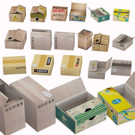 골판지 상자 세트 17 3d 모델 15 Max Free3d