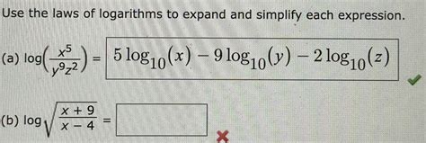 Solved Use The Laws Of Logarithms To Expand And Simplify