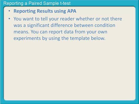 Reporting A Paired Sample T Test Pptx