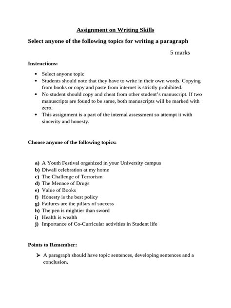 Writing Skills Assignment Guidelines Pdf