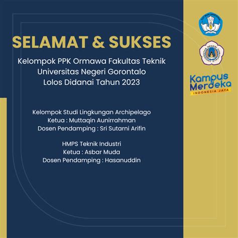 Informasi Selamat 2 Tim Ormawa Fakultas Teknik Lolos Pendanaan Pada Program Ppk Ormawa Tahun 2023