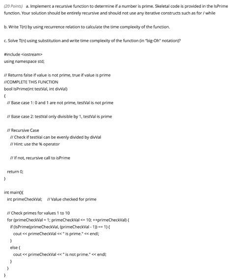 Solved 20 Points A Implement A Recursive Function To