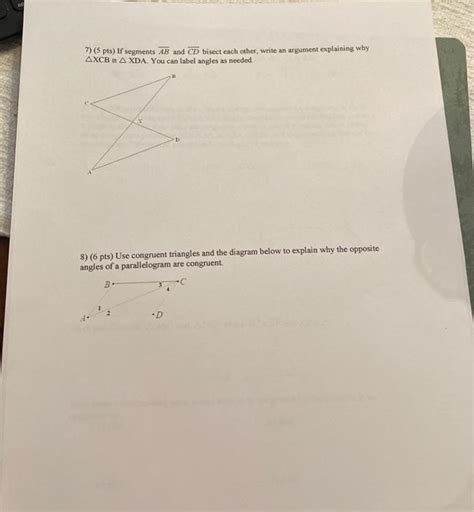 solved 7 5 pts if segments ab and cd bisect each other